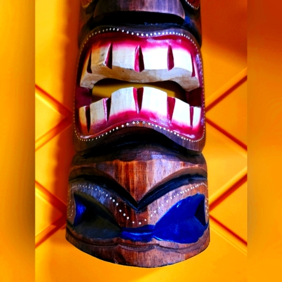 Indonesia Artisan | Art | Large Wood Tiki Mask 2 In X 6 In Excellent ...